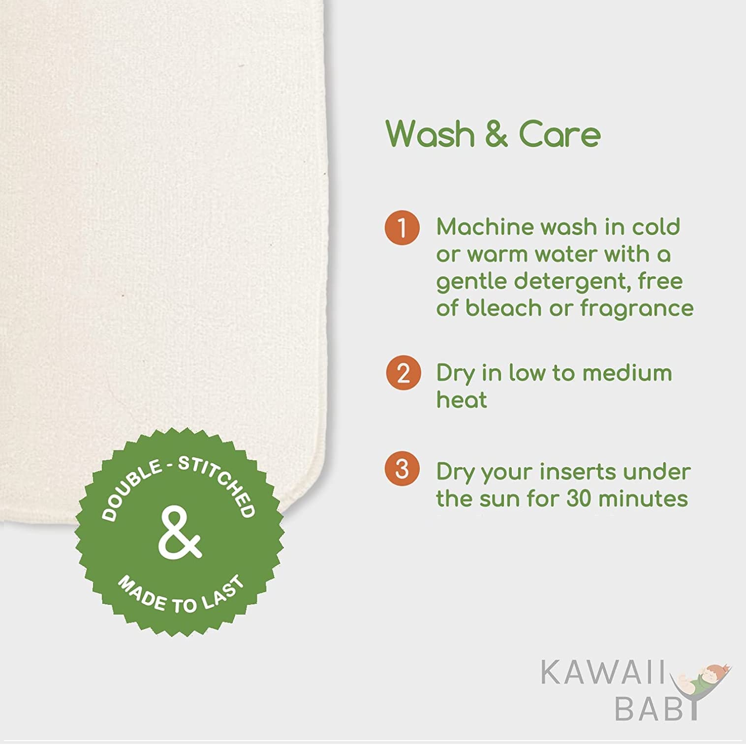 Kawaii Cloth Baby Diaper Insert, Washable Liner, Booster Pad, Super Absorbent, Stay-Dry Microfiber for Newborn 6-22 lbs Cloth Diapers,- Pack of 10 Inserts