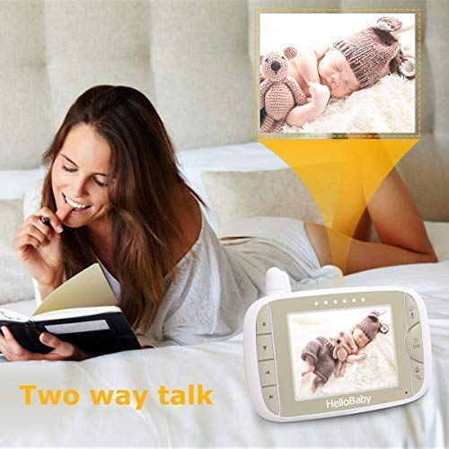 Baby Monitor with Remote Pan-Tilt-Zoom Camera and 3.2'' LCD Screen, Infrared Night Vision, Temperature Display, Lullaby, Two Way Audio, with Wall Mount Kit (Renewed)