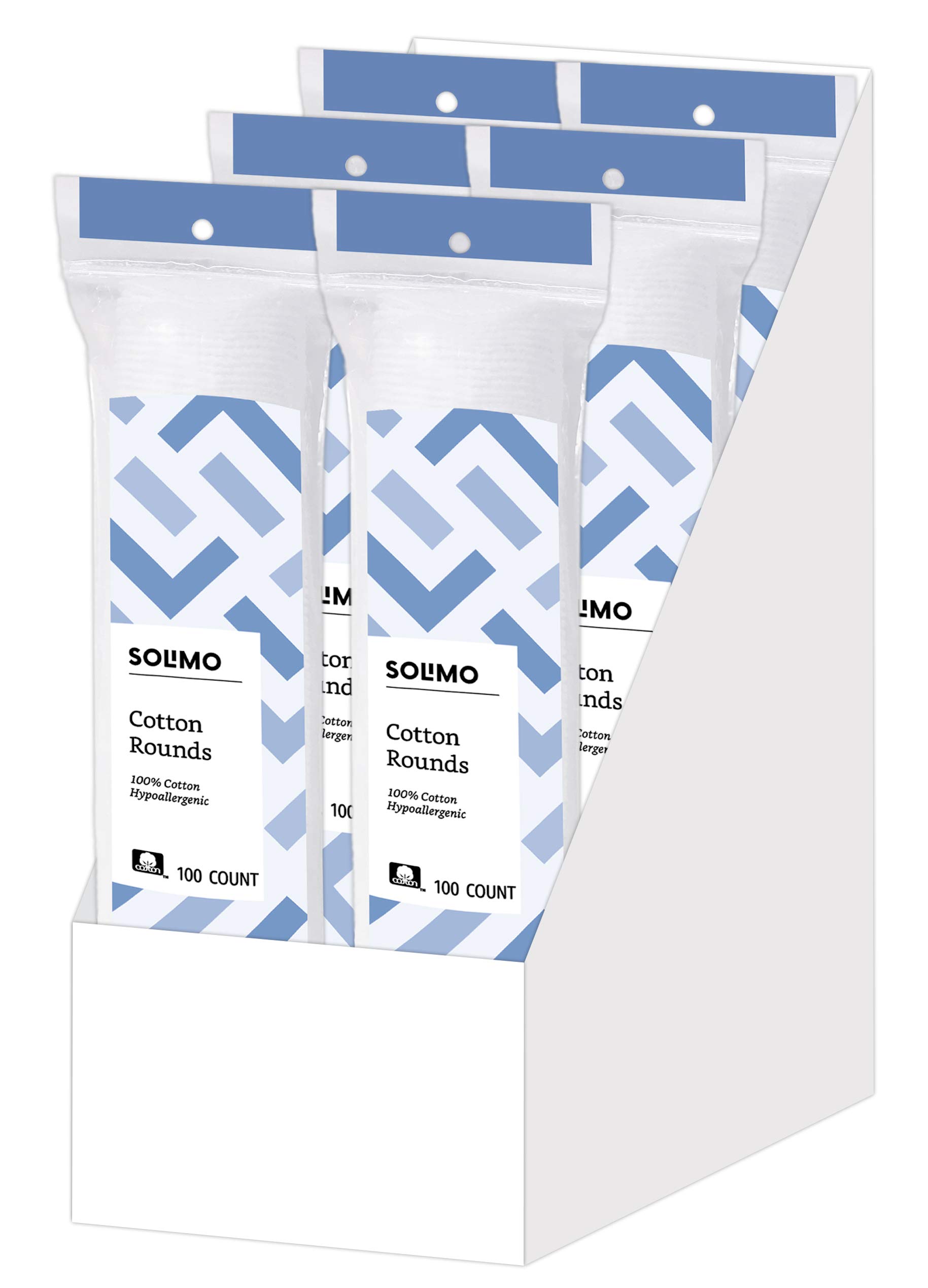 Amazon Brand - Solimo Cotton Rounds, 600 Count (6 Packs of 100)