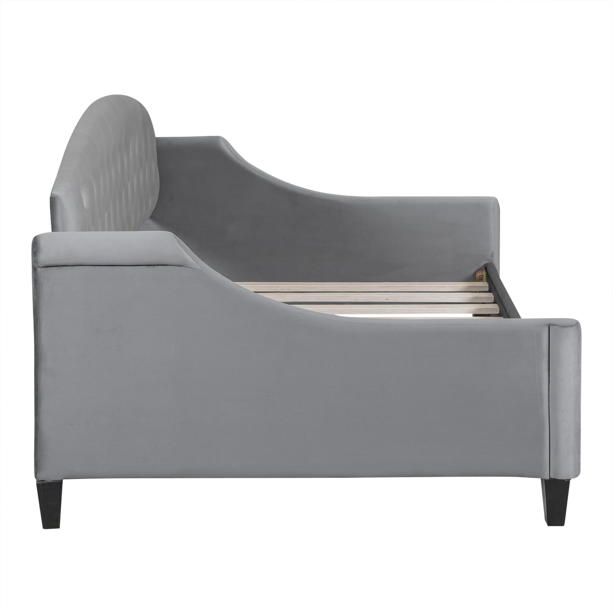 LZ LEISURE ZONE Twin Daybed, Twin Size Luxury Tufted Button Daybed, Upholstered Twin Daybed Frame, Sofa Bed for Bedroom Living Room, Grey