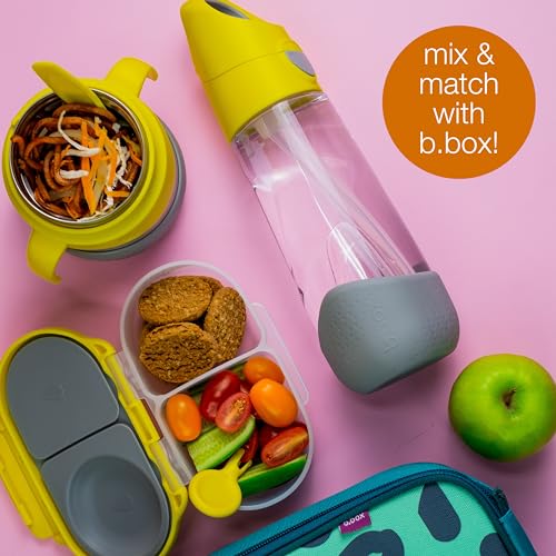 b.box 20oz Tritan Straw Bottle | Large, Modern Water Bottle with Flip Straw for Kids | Spill Proof, BPA Free (Emerald Forest, 20 oz)