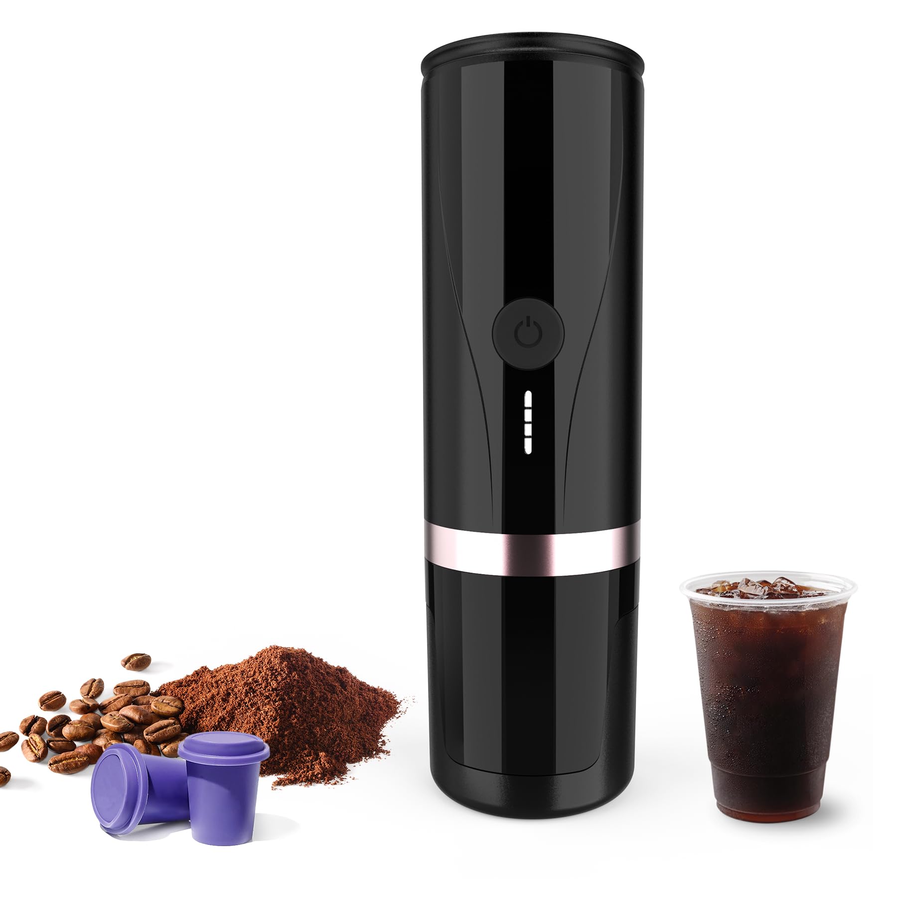 Sobtoe Portable Espresso Machine, Self-Heating Electric Portable Espresso Maker,20 Bar Mini 12V 24V Car Coffee Maker with NS Pods & Ground Coffee for Travel, Camping, Office, Home(Black)