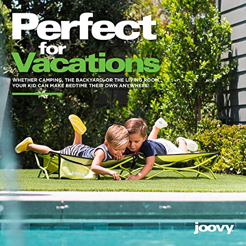 Joovy Foocot Travel Cot Featuring a Steel Frame and Tough Polyester Fabric, Storage Pocket, and Easily Folds into Included Travel Bag β Holds Kids Up to 48β Tall or 75 Lbs (Pink)