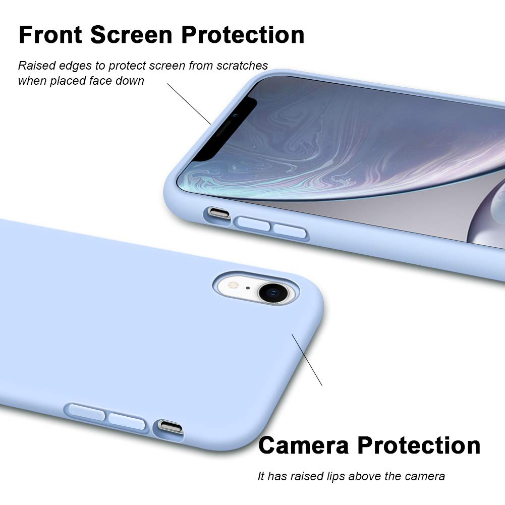 Anuck iPhone XR Case, Soft Silicone Gel Rubber Bumper Phone Case with Anti-Scratch Microfiber Lining Hard Shell Shockproof Full-Body Protective Case Cover for Apple iPhone XR 6.1" 2018 - Black