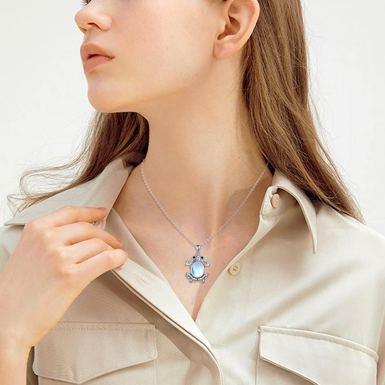 AXELUNA Moth Moonstone Necklace Sterling Silver Moth Pendant Witchy Jewelry for Women Moon