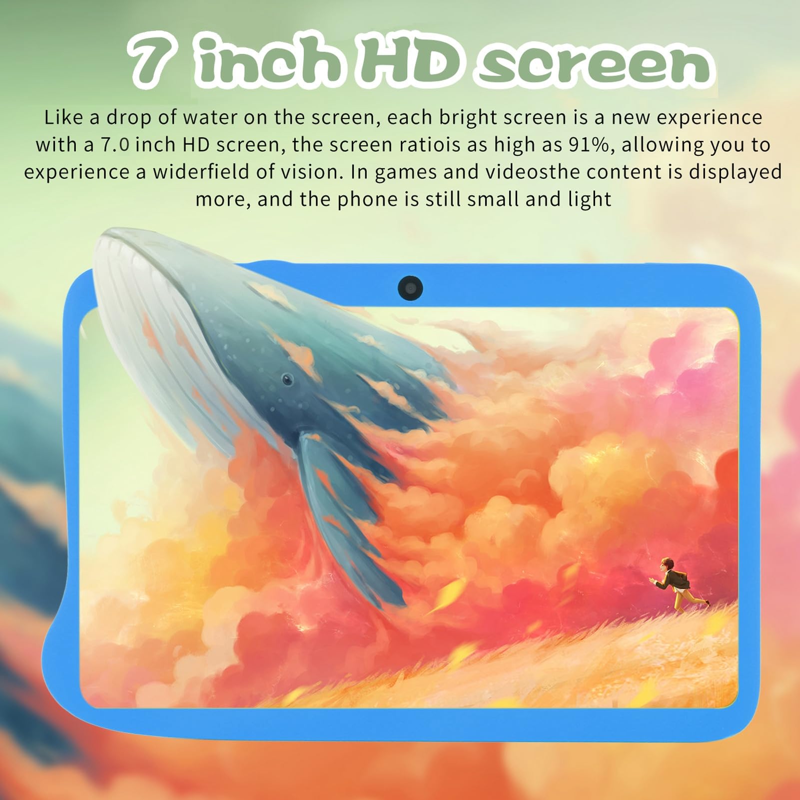 ASHATA 7 Inch Tablet Blue, 4GB RAM 128GB ROM, HD IPS Screen, Octa Core CPU, Dual Camera, WiFi, Kids Tablet with Long Battery Life and Eyes Protection (Blue)