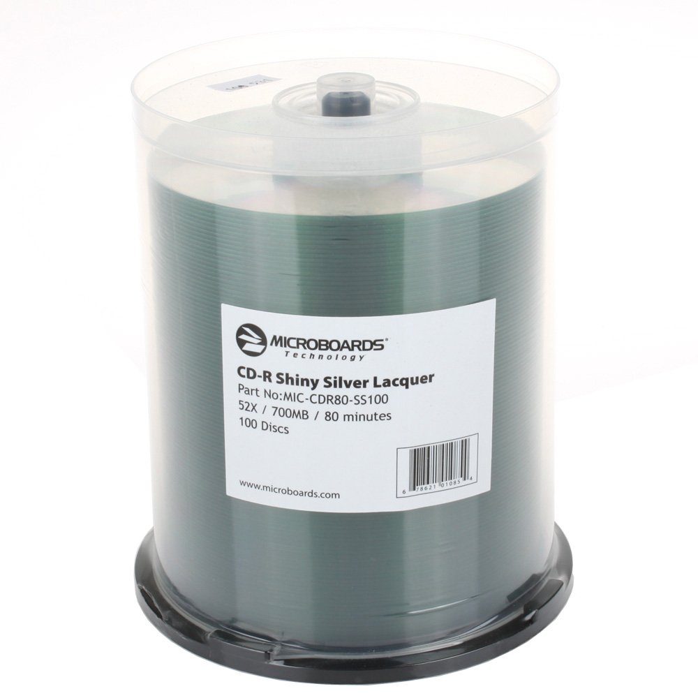 Microboards Shiny Silver Lacquer 700mb/80min 52x CD-R - Quantity: 100