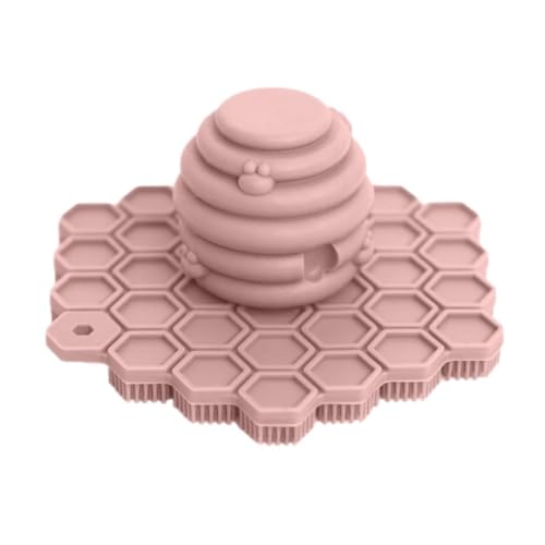Big Bee, Little Bee Big ScrubBEE Easy-Grip Silicone Scrubber - Ultra Gentle Bath & Shower Brush with Handle for All Skin Types (Rose)