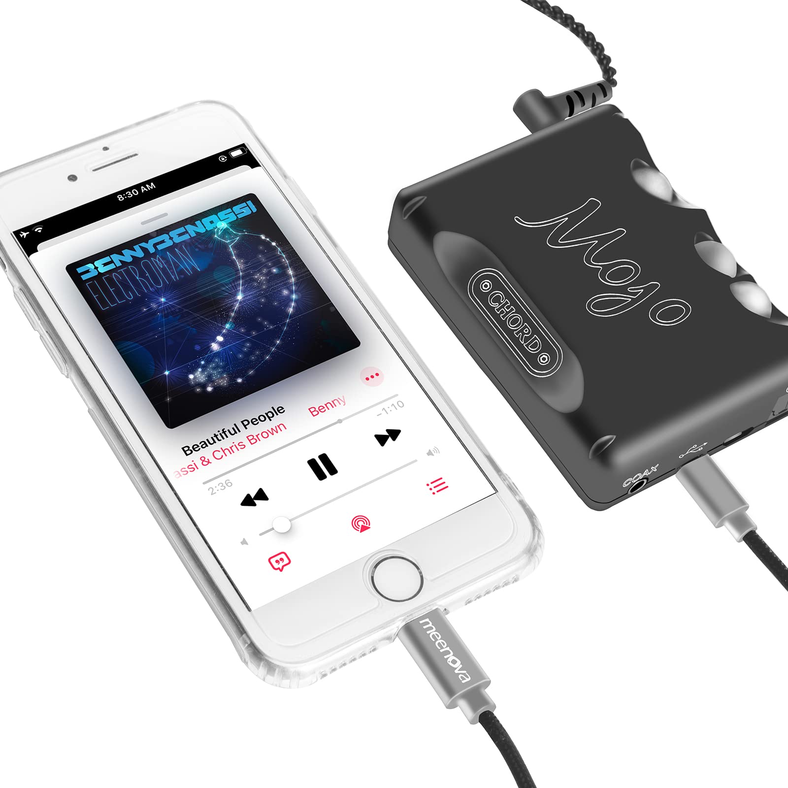 Meenova 8 pin-to-MicroUSB DAC OTG Cable for iPhone/iPad/iPod Chord Mojo Hugo2 Pha3 Fiio HiFi Oppo HA2 K5, Sony MDR-1ADAC, Roland GO Mixer, iRig HD2, Nikon Digital Camera,Transfer Photos, 15cm 0.5ft