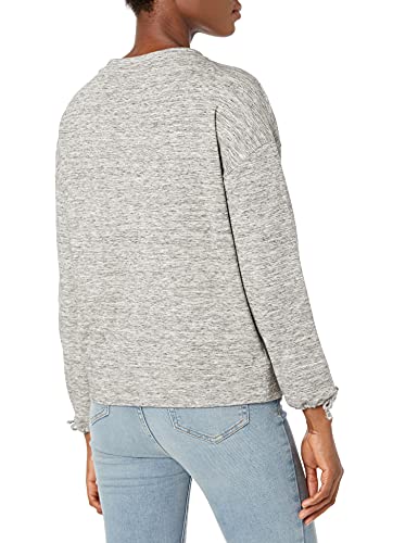 Amazon Brand - Daily Ritual Women's Terry Cotton and Modal Tie Sleeve V-Neck Sweatshirt, Heather Grey Spacedye, Medium