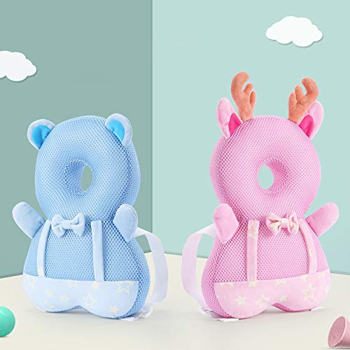 Baby Toddlers Head Protective Adjustable Infant Safety Cushion Pads Baby Head Protector Baby Back Protection Prevent Suitable from 6months (Elk)