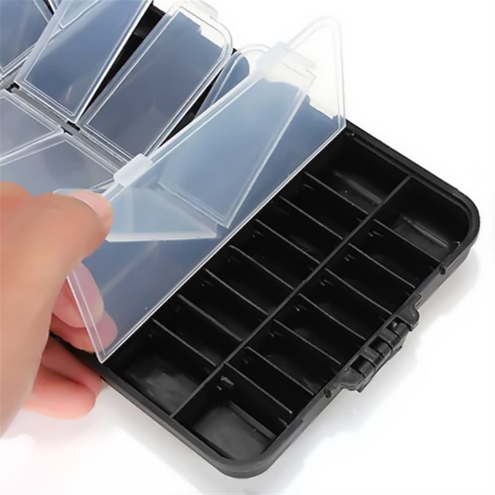 AKNHD Storage Box, Fishing Equipment Box Compartments for Small Hooks Transparent Plastic Waterproof Water Lures Lures Fishing Equipment Boxes Accessories Tool Box