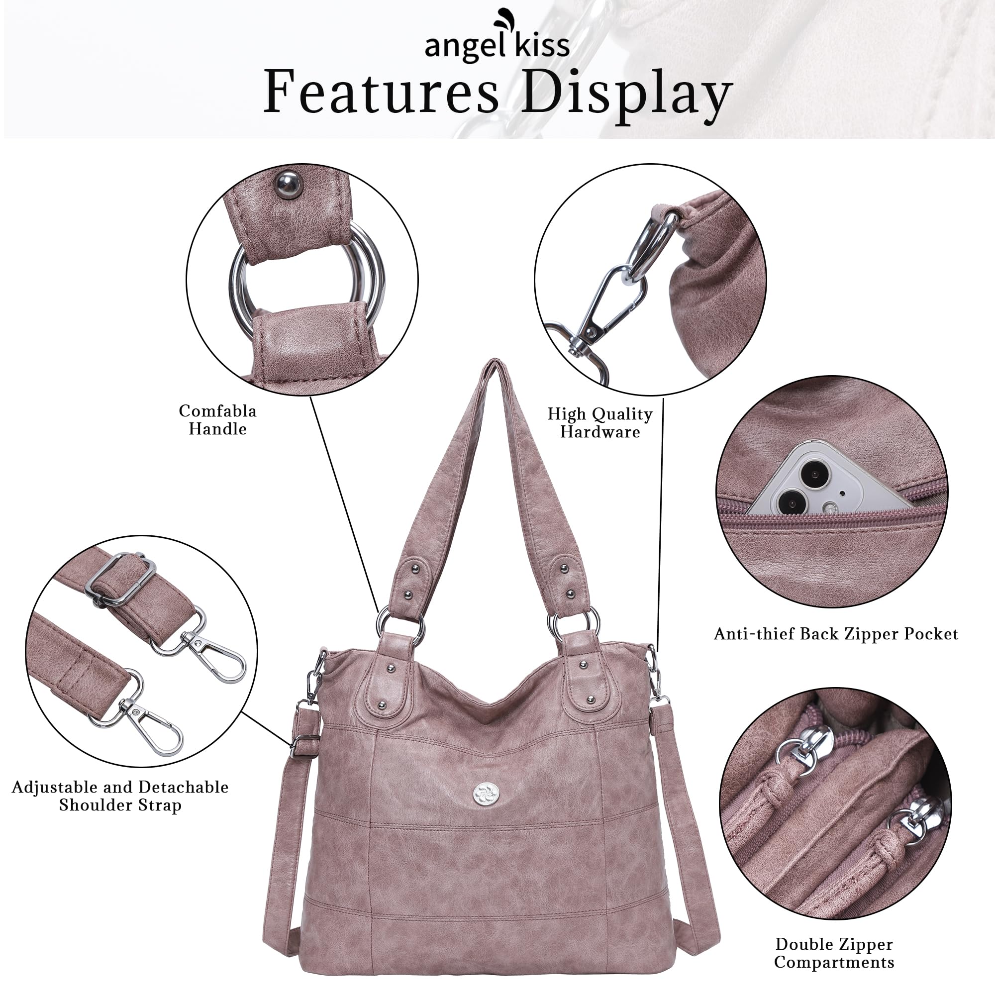 Angel Kiss Hobo Purses for Women Multi-Color Striped Lattice Cross Body Shoulder Purse Bag Tote Handbag