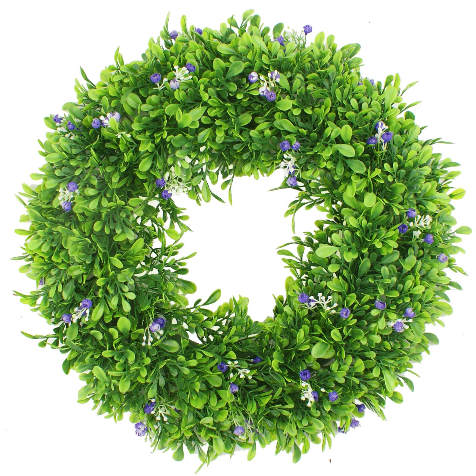 Delicaft 17" Artificial Boxwood Plastic Wreaths Spring Summer Front Door Wall Home Garden Office Wedding Decor (Green) (Green)