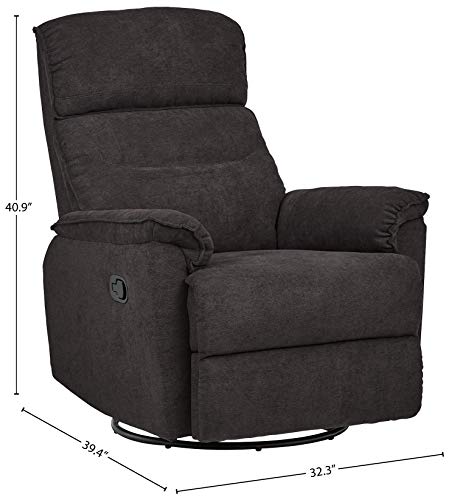 Amazon Brand – Ravenna Home Pull Recliner with 360-Degree Swivel Glider, Living Room Chair, 32"W, Dark Grey