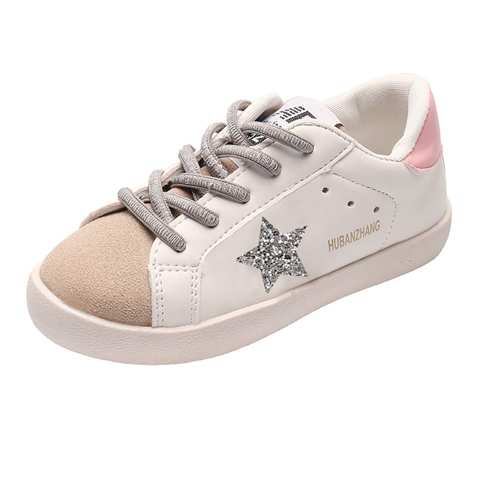 Auhoho Kids Glitter Star Lightweight Sneakers Slip On Loafers Outdoor Casual Running Sports Shoes for Girls Boys 13.5 M US Little Kid,Pink