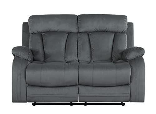 Blackjack Furniture Elton Microfiber Reclining Modern Living Room Loveseat, Sofa, Gray