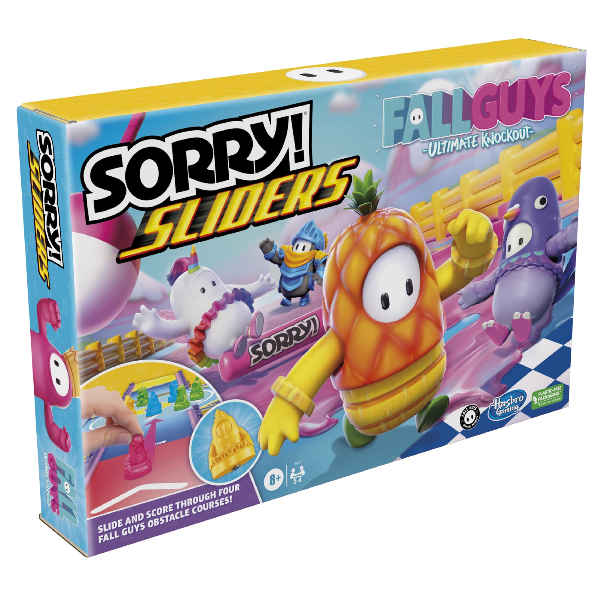Hasbro Gaming Sorry! Sliders Fall Guys Ultimate Knockout Board Game for Kids Ages 8 and Up, Exciting Twist on The Classic Hasbro Family Board Game