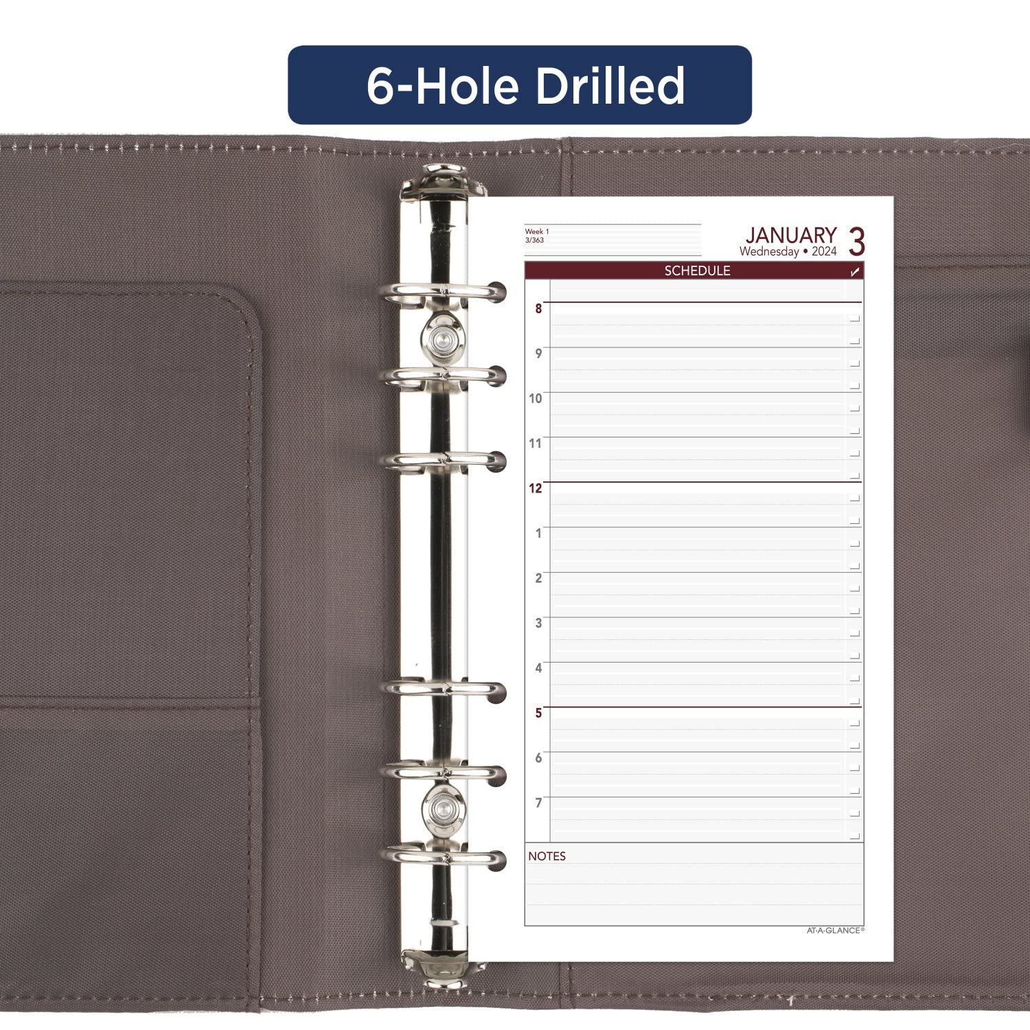 AT-A-GLANCE 2024 Daily Planner One Page Per Day Refill, 3-3/4" x 6-3/4", Portable Size, Loose-Leaf (063-125Y-24)