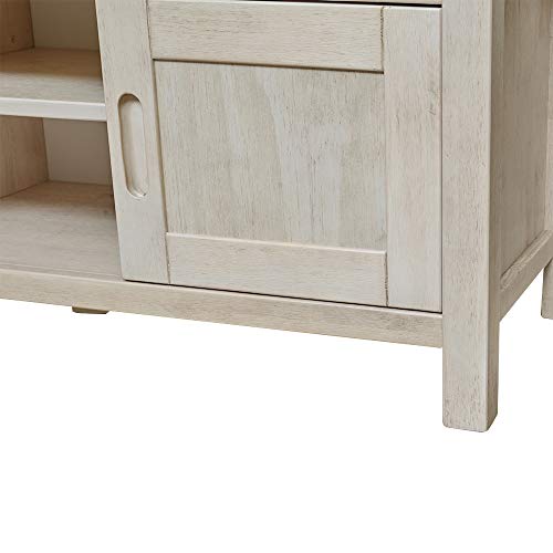 Amazon Brand β Ravenna Home Classic Solid Pine Storage Bench, 46.5"W, White Wash Finish