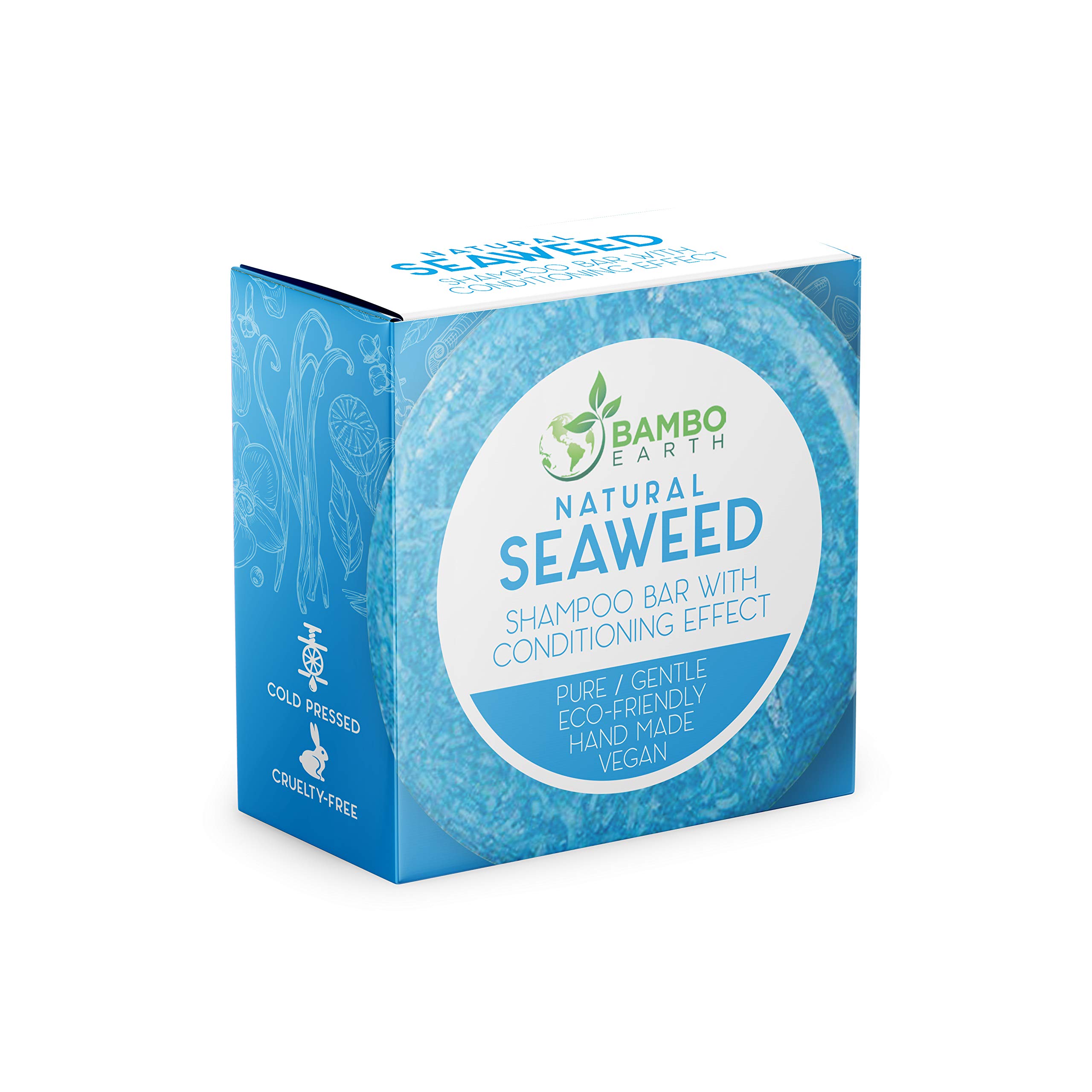 Solid Shampoo Bar And Conditioner Effect Hair Soap – 100% Organic Shampoo Bars For Hair With All Natural Plant Based Essential Oils And Zero Waste Biodegradable Packaging (Seaweed)