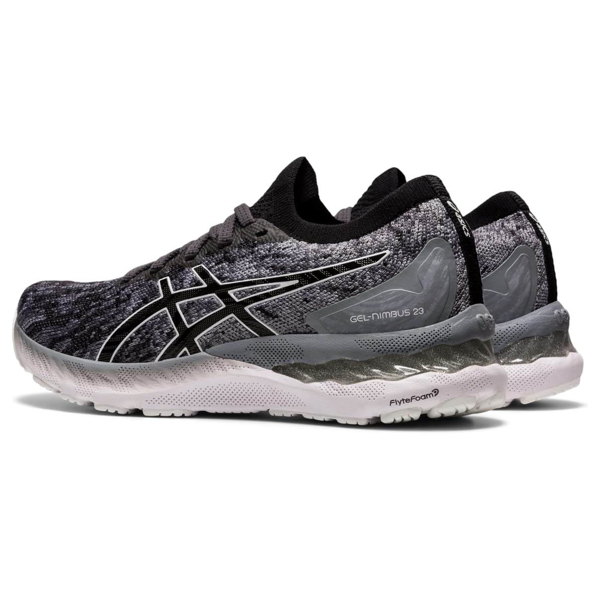 ASICS Women's Gel-Nimbus 23 Knit Running Shoes, 8, Sheet Rock/Black