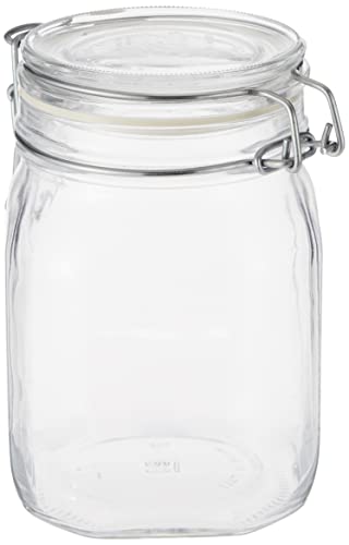Bormioli Rocco Fido Storage Jar-Wire Bail-1 L-1 Pack, 1 liter, Clear
