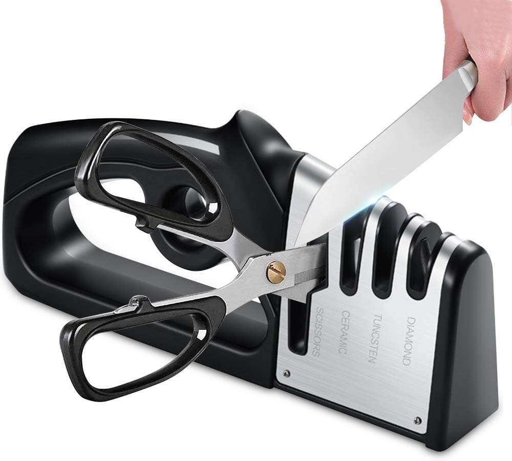 Anosiar Knife Sharpeners, 4-Stage Kitchen Knife Sharpener Manual Knife Sharpening Tool, Professional Sharpener