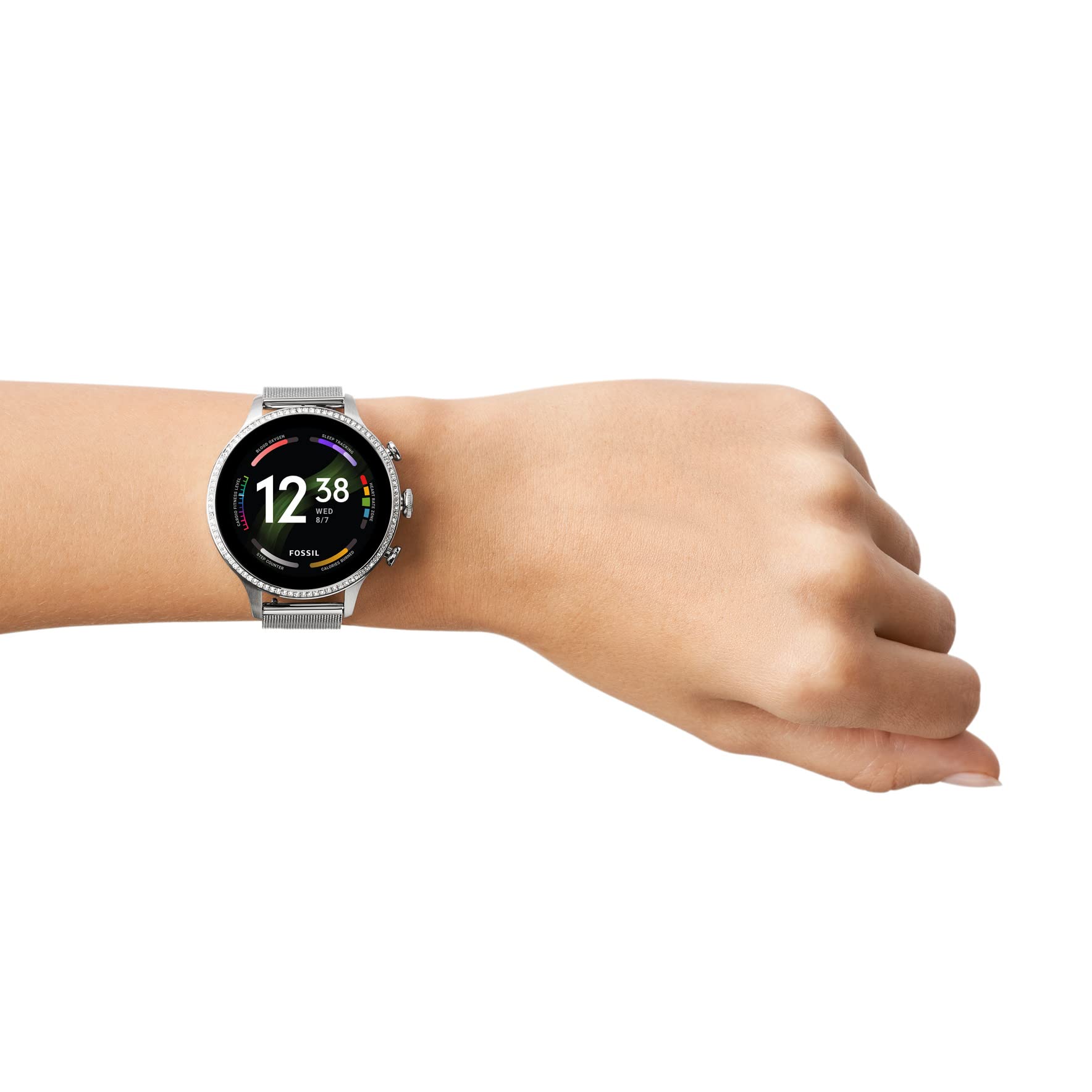 Fossil Unisex Gen 6 42mm Stainless Steel Mesh Touchscreen Smart Watch, Color: Silver (Model: FTW6083V)