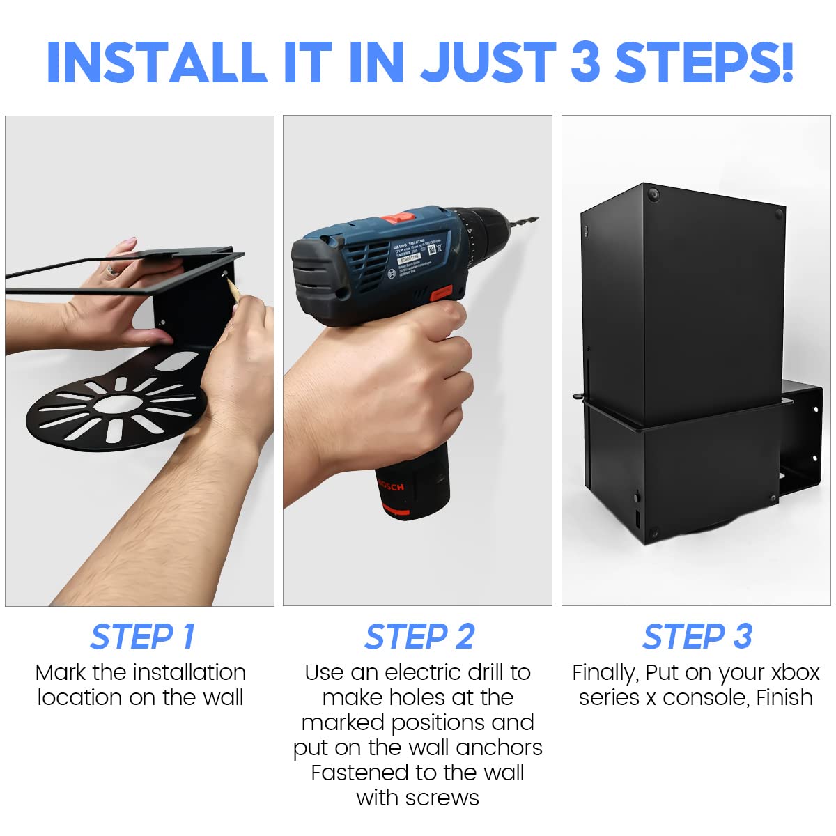 BELIEFLUO Compatible with xbox series x console,Xbox Series X Wall Mount,Sturdy Metal Made Stand Holder Bracket accessories Mounts Xbox Series X on a Wall (BLACK)