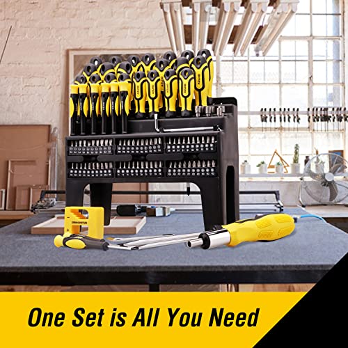 AZUNO 101PCS Magnetic Screwdriver Set with Plastic Racking, Best Screwdriver Set Drive Magnetic Bit and Precision screwdriver Cool Tools for Men Tools (101-Piece)