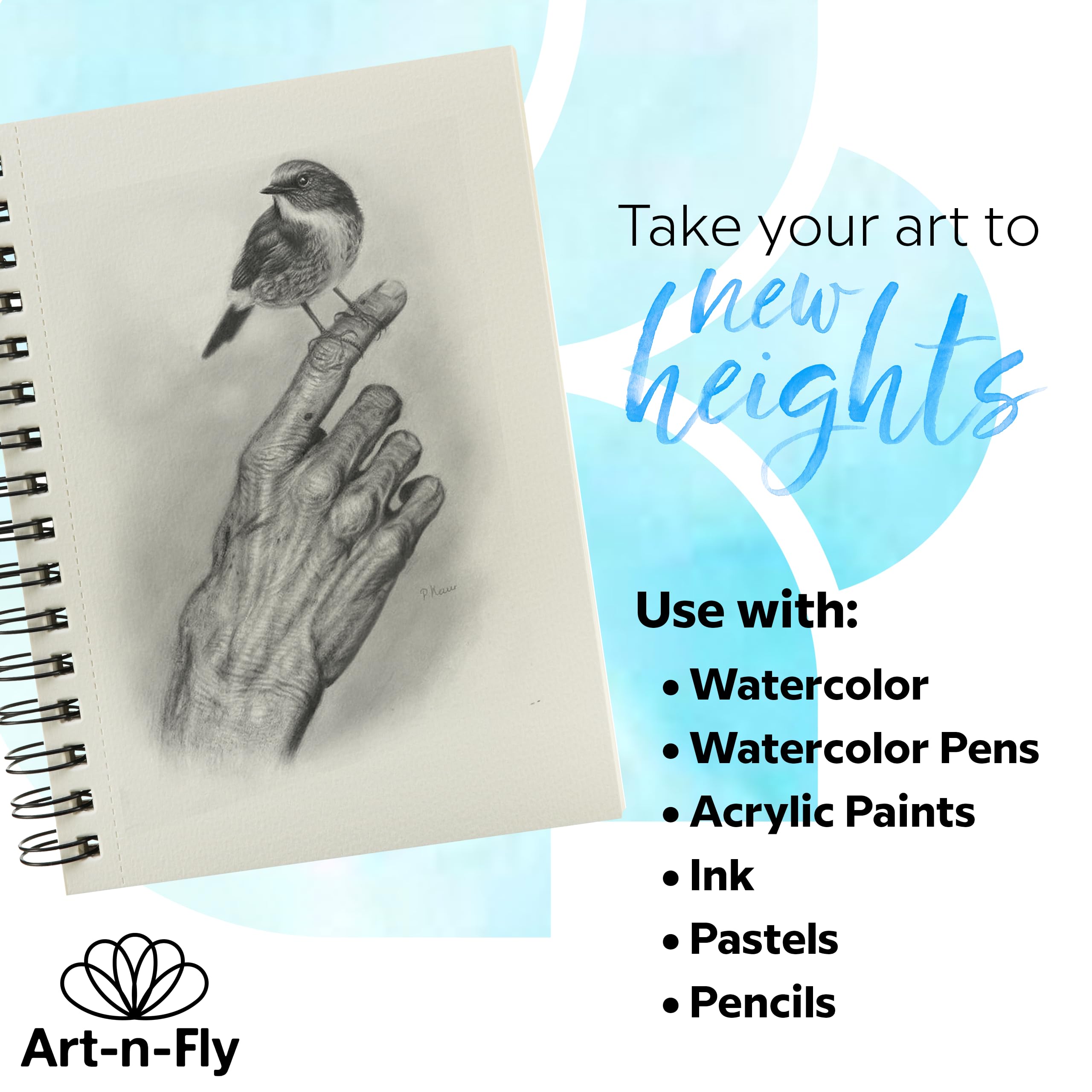 Art-N-Fly 100% Cotton Watercolor Paper Cylinder Mold 15 Sheets 140lb/300gsm Professional Grade