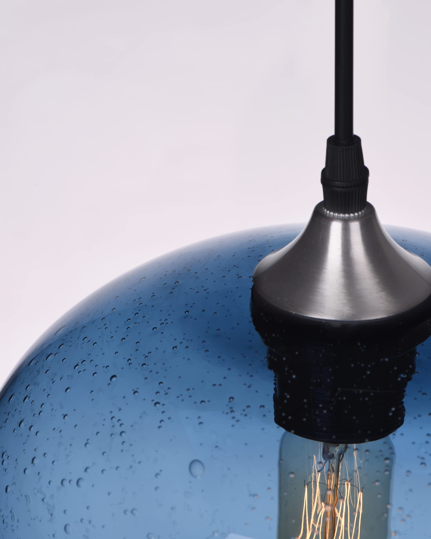 ARIAMOTION Pendant Lighting for Kitchen Island Blown Glass Blue Modern Seeded Bubbles Mini Light Fixtures Dining table Bathroom Bedroom Sink Brushed Nickel 8.5 inch Diam 2 Pack