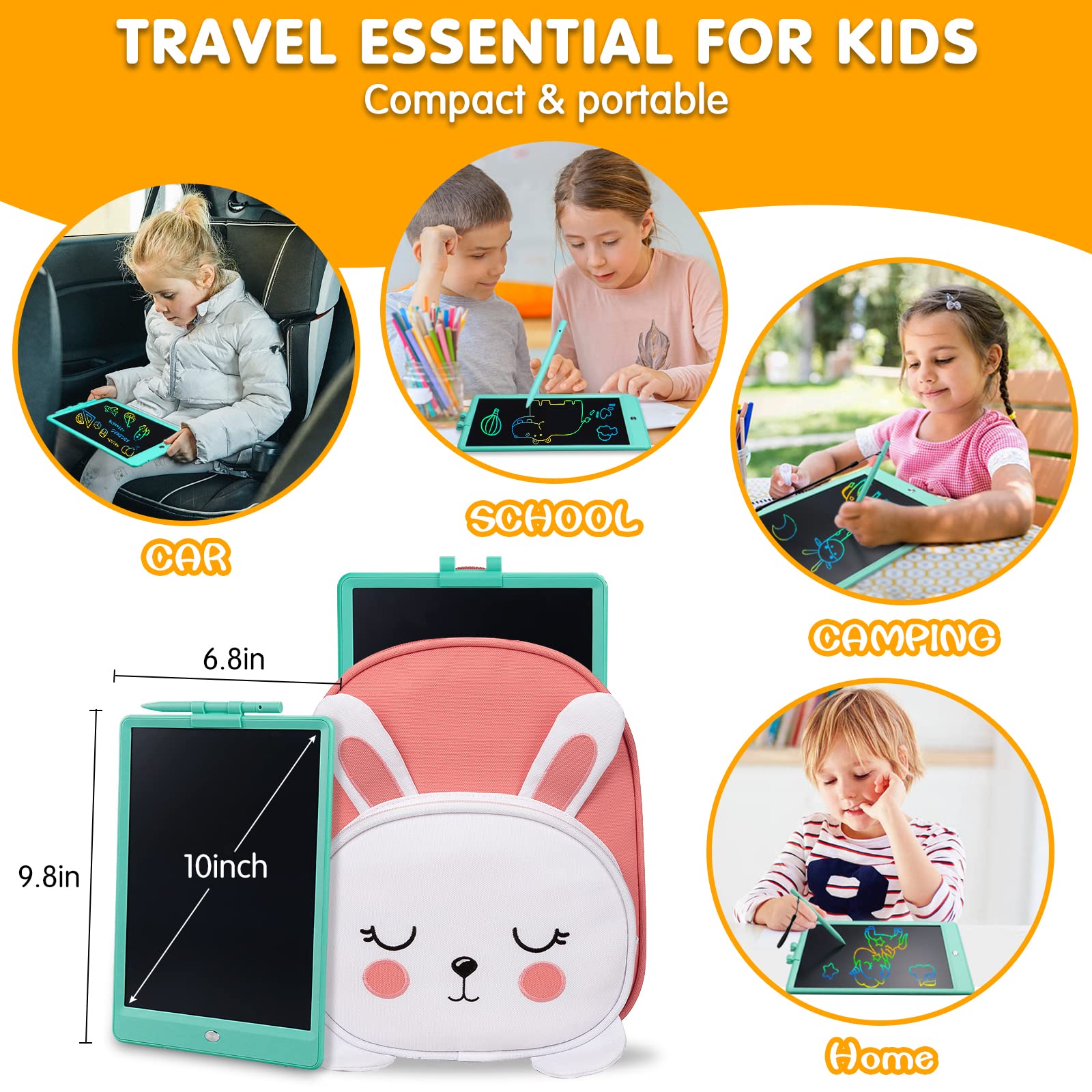 Anpow LCD Writing Tablet for Kids : 10 Inch Drawing Doddle Board Digital Writing Pad Erasable Kids Drawing Tablet Drawing Board for Toddlers Educational Learning Toy for 3-6 Years Old Birthday Gifts