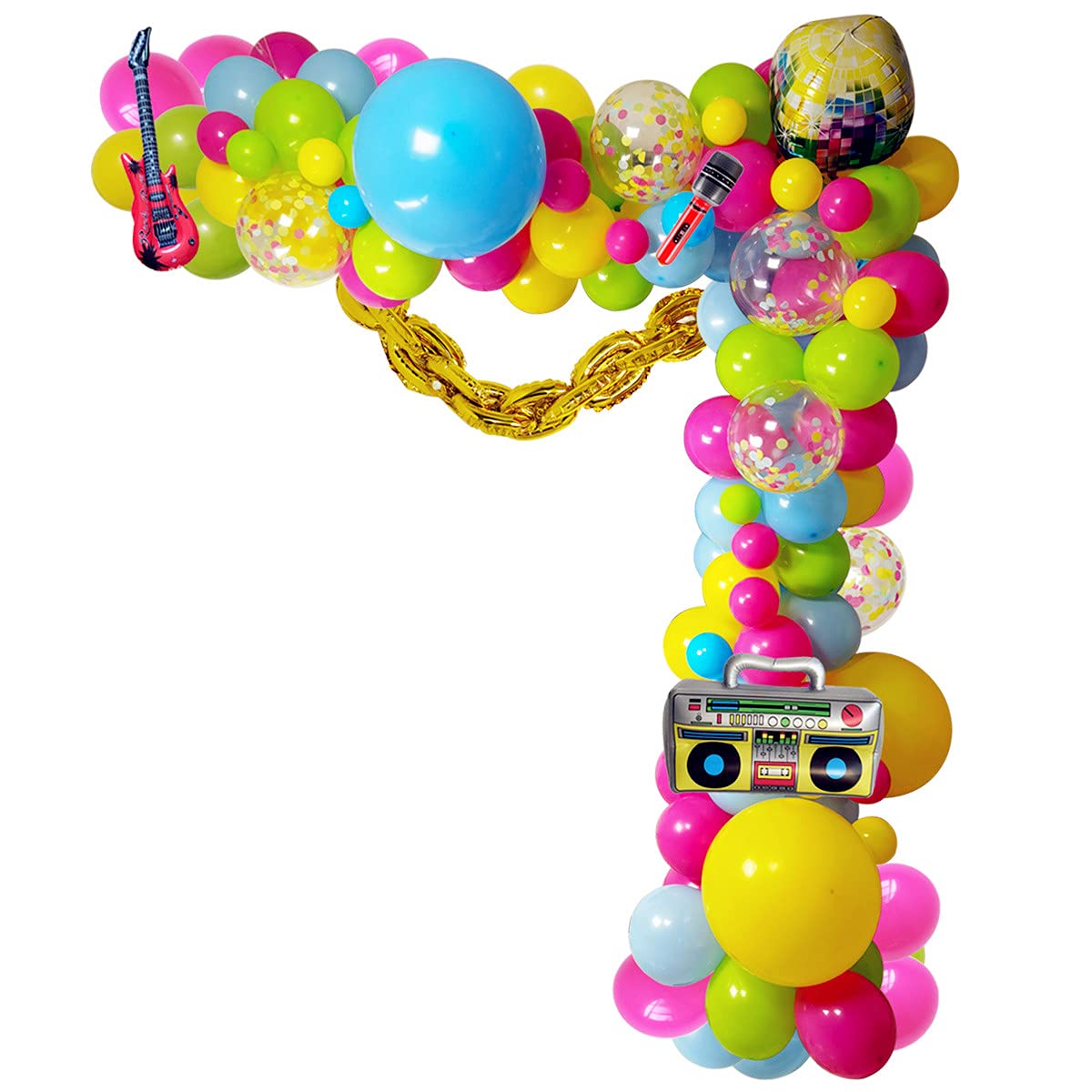 Back to 90S 80S Theme Party Balloons Backdrop Decorationsļ¼ Party Supplies Foil Balloon Radio Guitar Microphone Disco Ball Colorful Balloons for Back to 90S 80S Party for Birthday Decorations