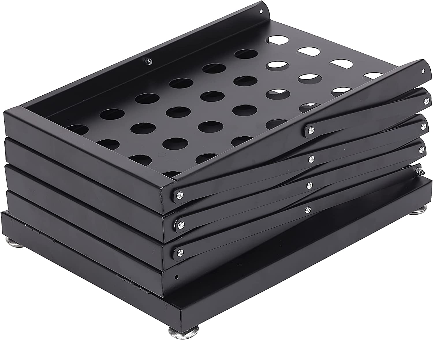 ARNOTEKS Foldable Brochure Display Stand Magazine Catalog Literature Rack Portable 4 Pockets with Carrying Bag,Stable Not Easy to Deform for Exhibitions Trade Show and Office Retail Store(Black)