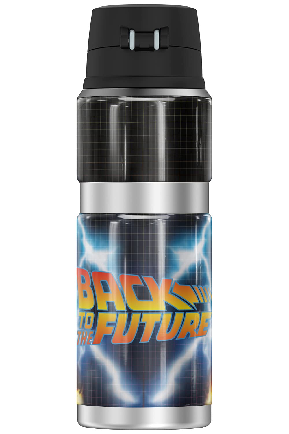 Back To The Future Delorian Flames And Lightning THERMOS STAINLESS KING Stainless Steel Drink Bottle, Vacuum insulated & Double Wall, 24oz