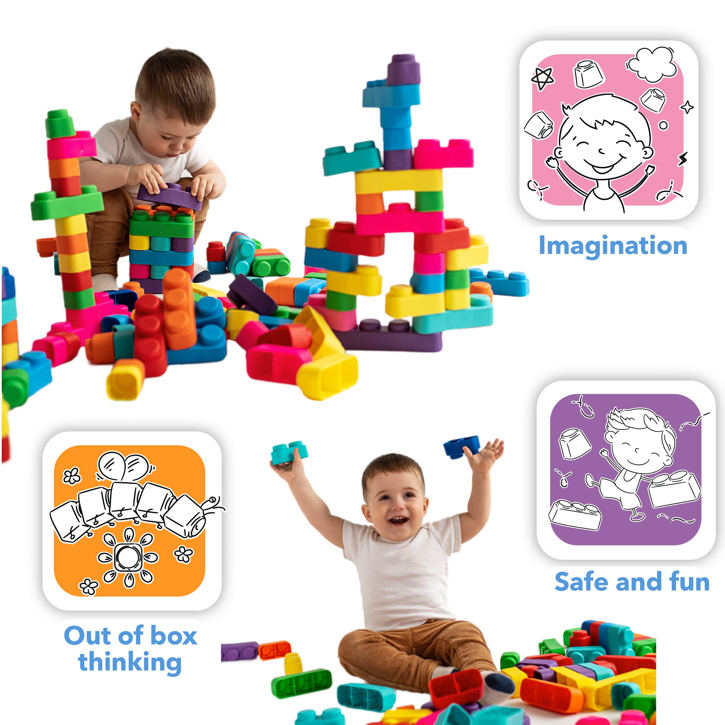 Far far land -Super Soft Building Blocks for Toddlers Ages 1-3 Years– Teaches & Enhances Creativity and Fine Motor Skills- STEM Building Set - 21 Pieces
