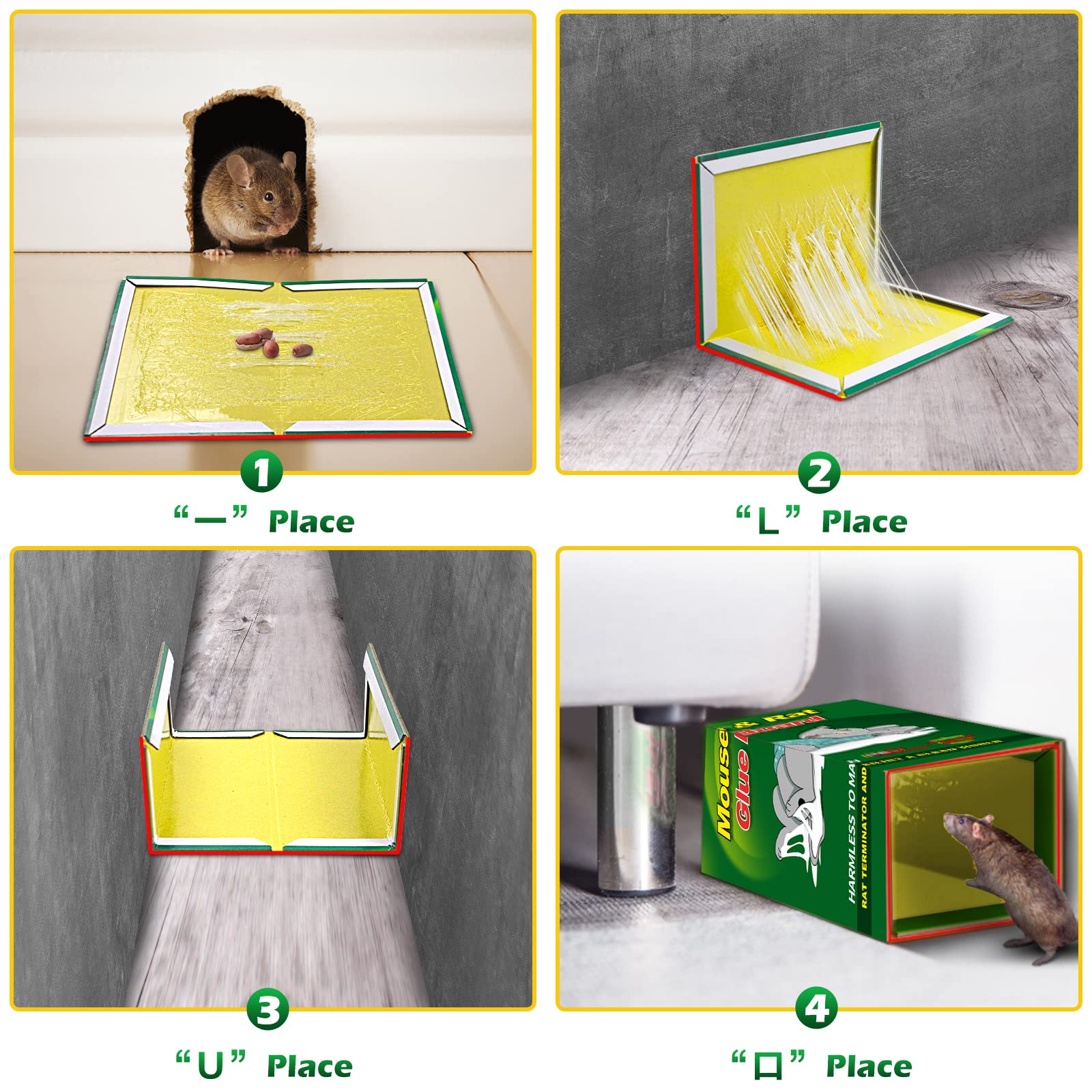 Mouse Glue Traps,Rat Glue Traps,12 Pack Enhanced Stickiness Mouse Traps Traps Sticky Pad Board for House Indoor and Outdoor Rat