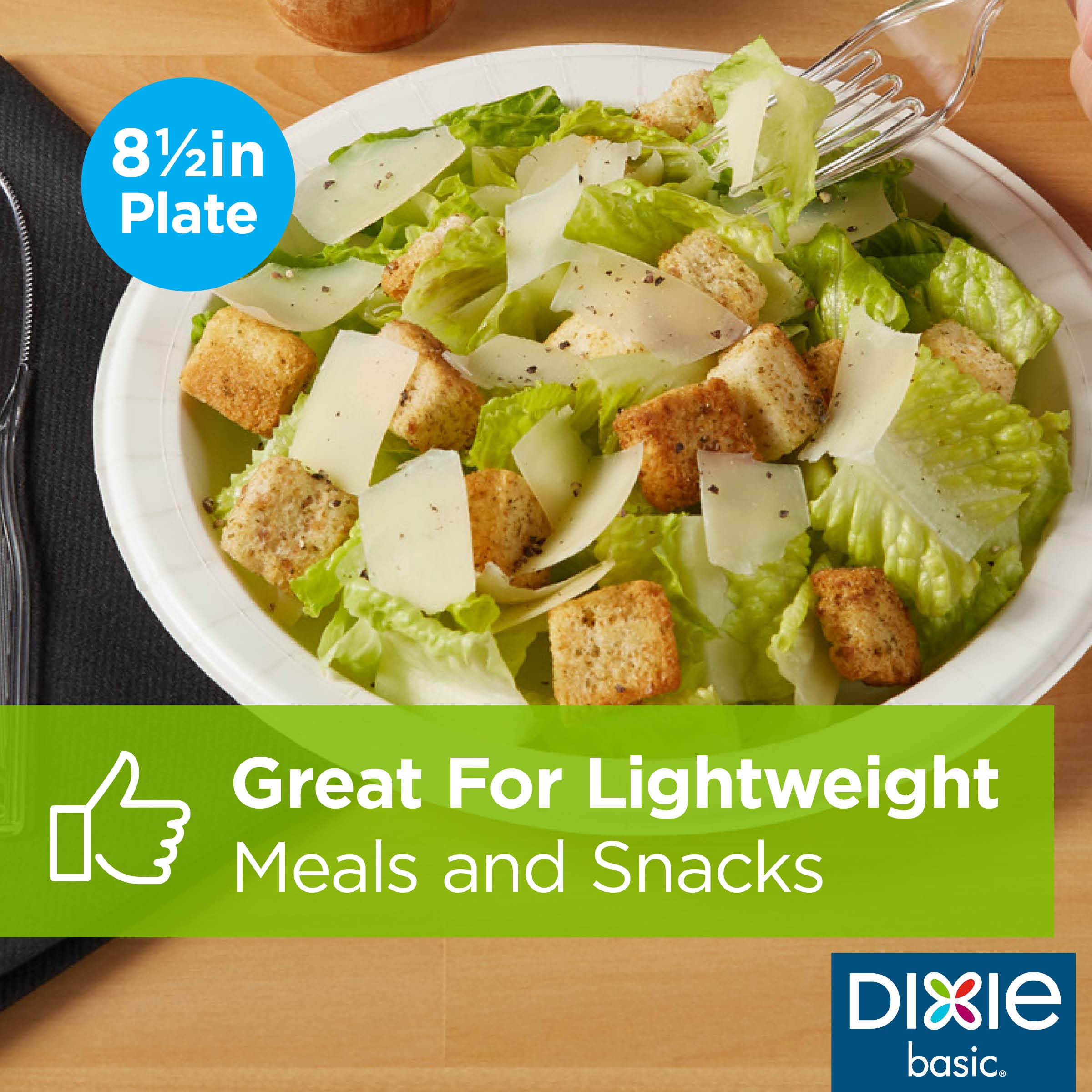 Georgia-Pacific Dixie Basic® 8.5” Wrapped Light-Weight Paper Plates by PRO , White, Individually Wrapped, DBP09WR1, 500 Plates Per Case