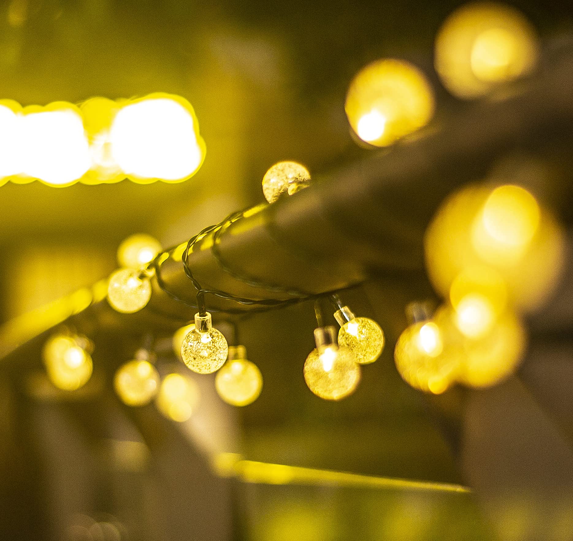 Hawisphy 2 Pack Solar String Lights, Outdoor String Lights, Waterproof, Outdoor Lights, Solar Powered, 8 Lighting Models for Garden, Yard, Party, Home, Tree Decorations, 20 ft
