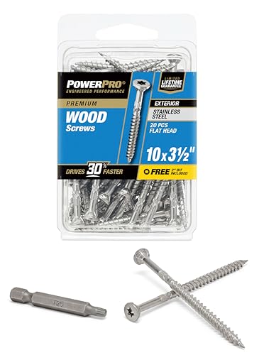 Power Pro Premium 305 Stainless Steel Wood Screws (#10 x 3-1/2") - 20pc