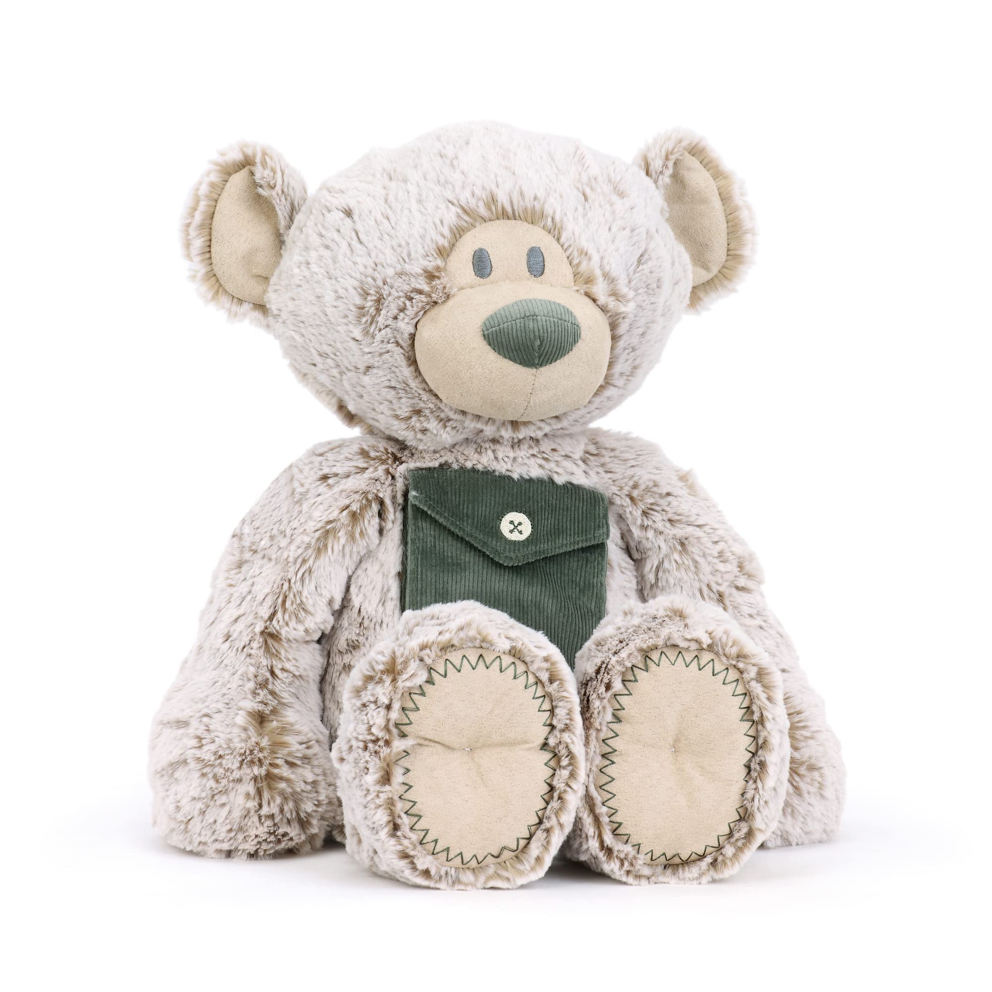 DEMDACO Pocket Prayer Teddy Bear Soft Grey 16 inch Plush Fabric Stuffed Animal Toy