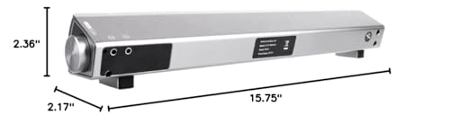 Powerful Portable Soundbar for iMac MacBook PC iPhone Bluetooth 3.0 +EDR, Speakerphone, Powerful 1800mAh Lithium Battery, Super Bass, 3D Stereo Surround Sound 2.0 Channel, Home Cinema System (Silver)