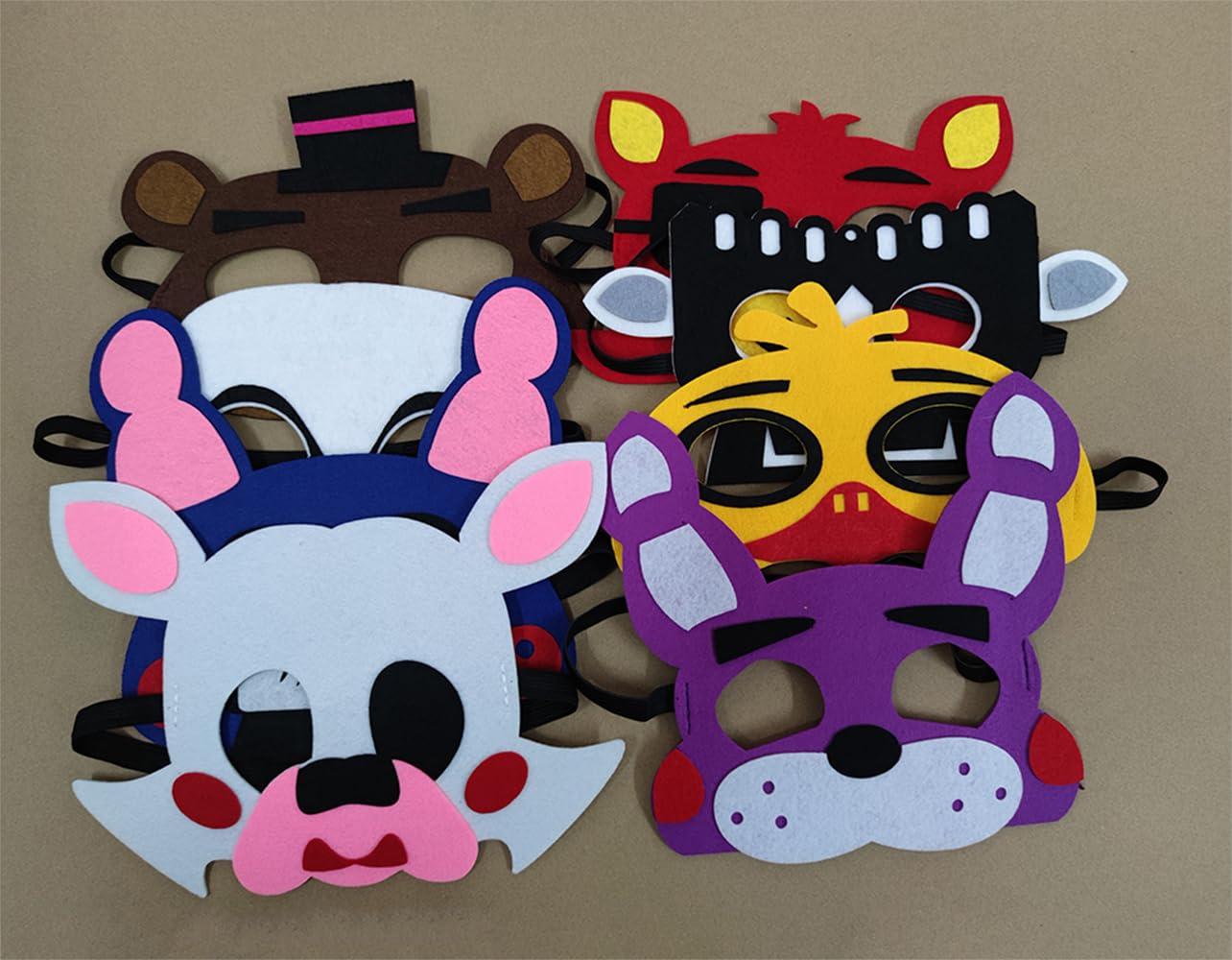Backdrop Birthday Party Decorations Photo Background, Five Fredy 8 Pcs Cosplay Masks, Party Supplies for Kids