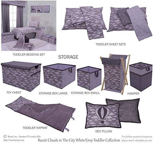 Bacati Clouds in The City Baby Play Gym with Mat, White/Grey