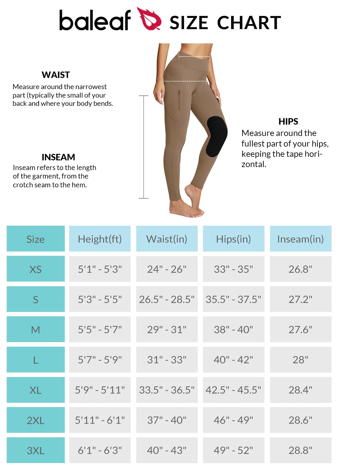 BALEAF Women's Winter Riding Pants Horse Breeches Knee-Patch Fleece Horseback Equestrian Tights Pockets Leggings Brown M