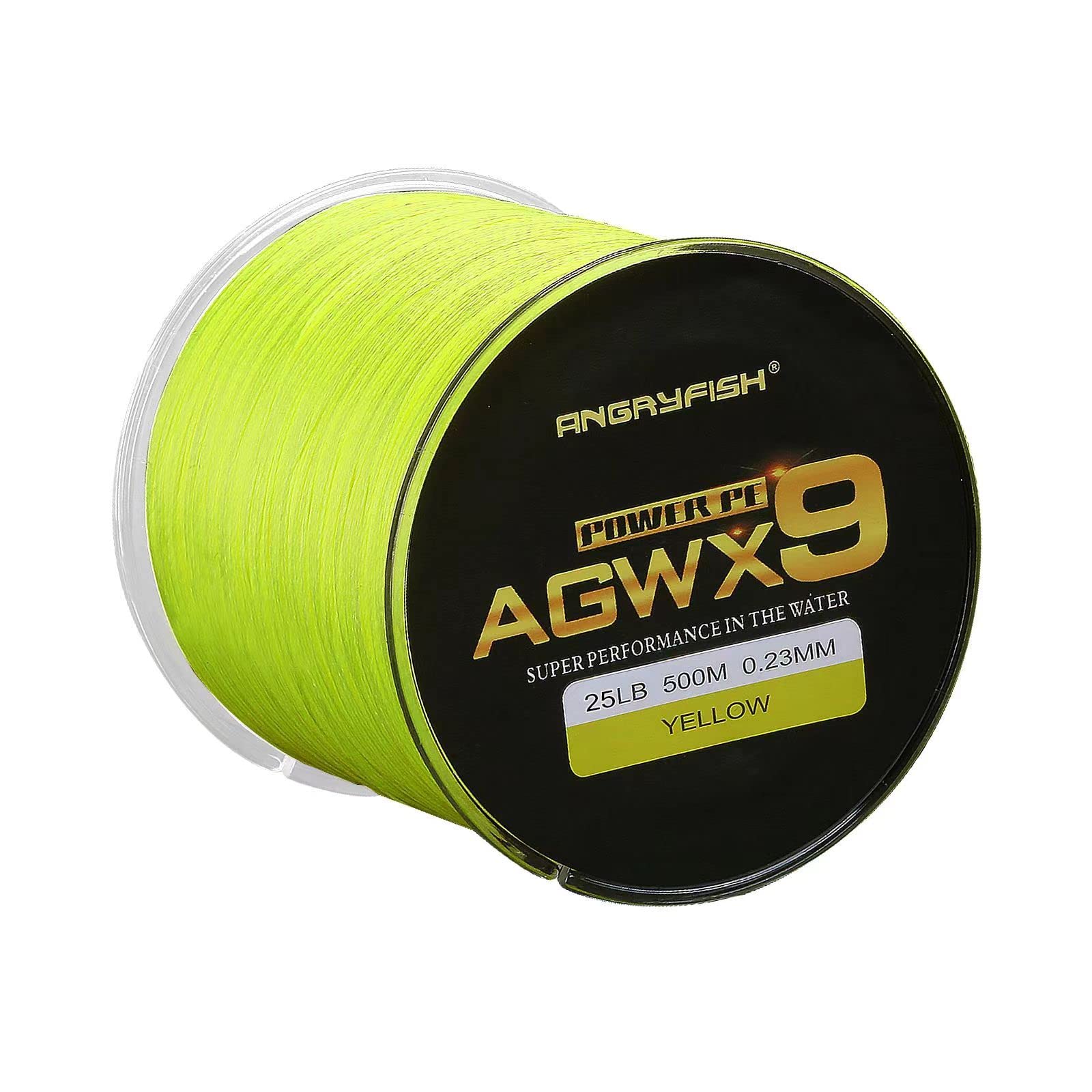 ANGRYFISH AGYX9 Braided Fishing Line-Zero Stretch-Abrasion Resistant-Super Strong-Excellent Stretch Smoothness (15lb-0.10mm-300m, Yellow)