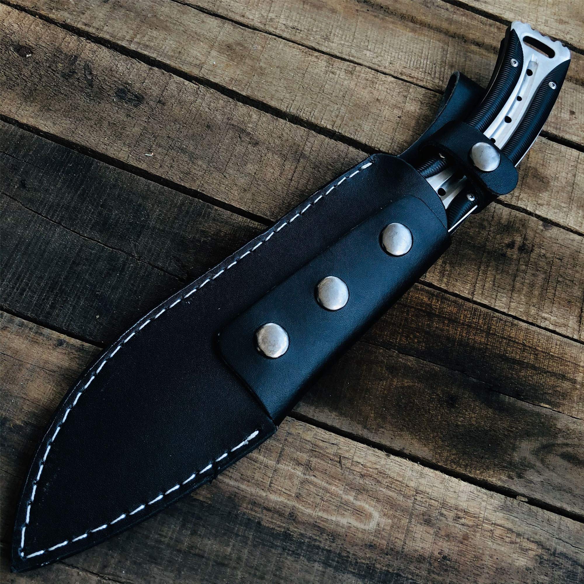AULAKNIV Collect Customized Full Tang Fixed Blade D2 Steel Perfect Tactical Design 12.5" Bowie Knives Tactical,Hunting,Survival,Camping Tools W/Leather Sheath