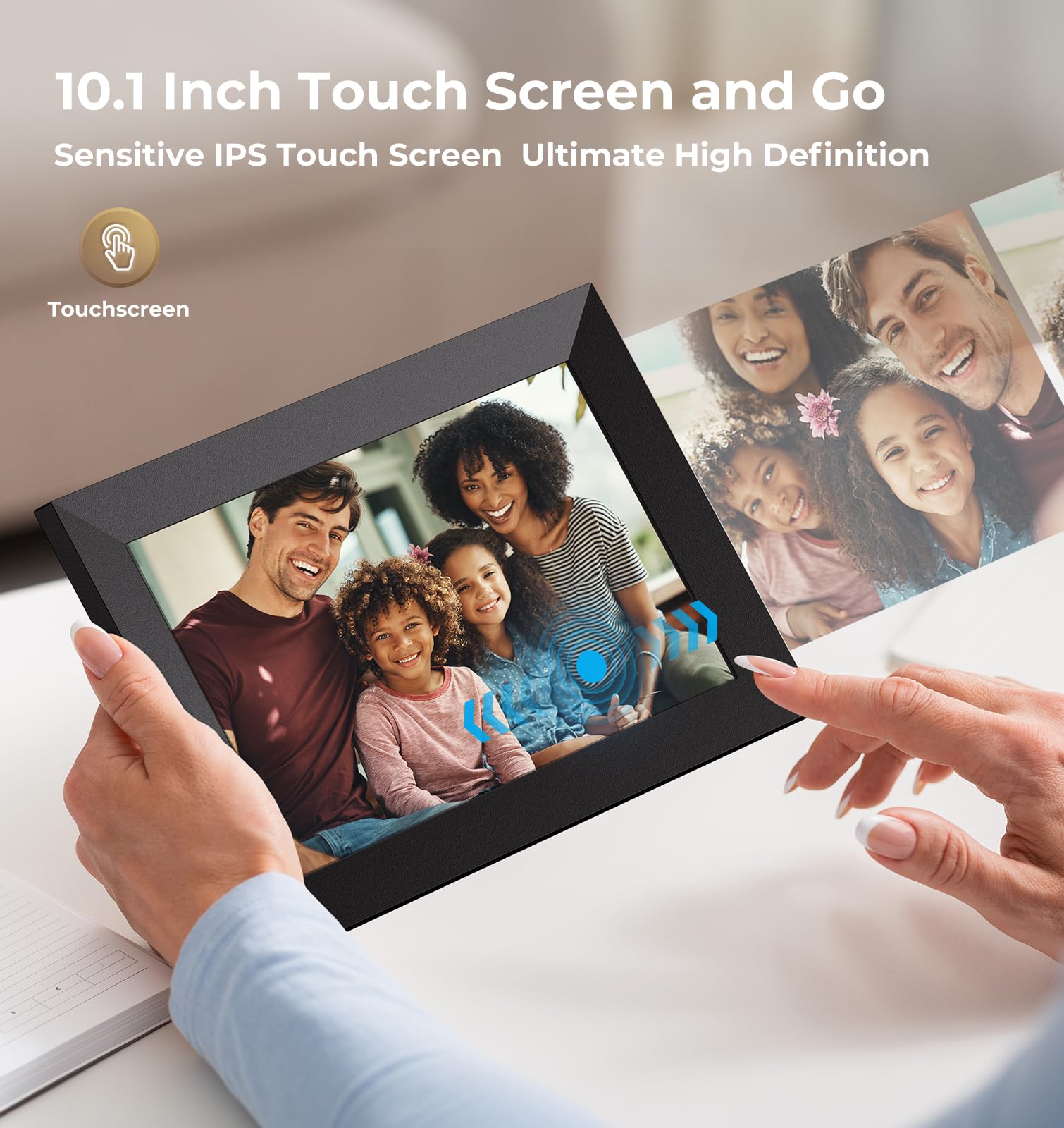 Frameo Digital Picture Frame WiFi 10.1inch Digital Photo Frame,Electronic Photo Frame Load from Phone,1280x800 IPS Touch Screen HD Display,Auto-Rotate,Share Photos/Video-Great Gift (Grey)